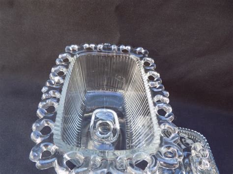 Vintage Indiana Glass Oblong Candy Box Cover In Clear… Gem