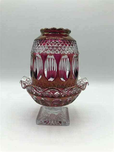 Westmoreland Fairy Lamp Waterford Ruby Red Kings Crown Vintage Glass