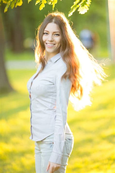 Romantic Young Girl Outdoors Enjoying Nature Beautiful Model In Stock Image Image Of Backlight