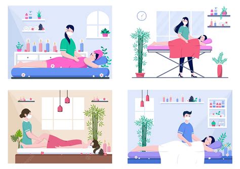 Premium Vector Massage And Body Spa Illustrations Set