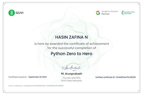 hasin zafina on linkedin python programming guvi pythonprogramming