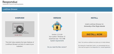 how to install respondus lockdown browser university of the virgin