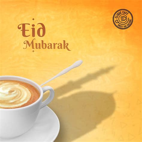 Coffee Cup Eid Mubarak Concept Social Media Post Cafe Posters Email