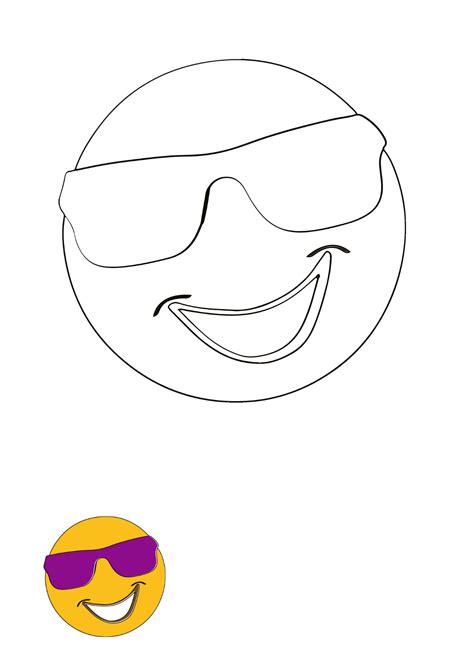 Free Smiley Face Sunglasses Coloring Page Template To Edit Online