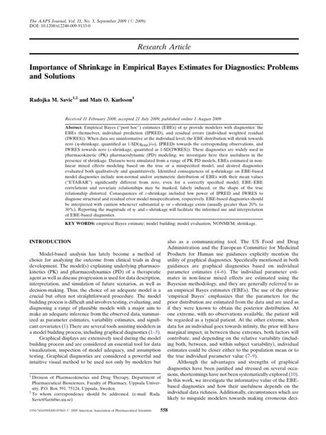 2009 Importance Of Shrinkage In Empirical Bayes Estimates For