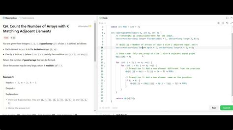 Q4 Count The Number Of Arrays With K Matching Adjacent Elements Leetcodetodaycontest