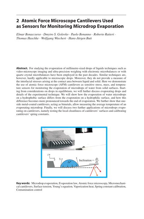 Pdf Atomic Force Microscope Cantilevers Used As Sensors For Monitoring Microdrop Evaporation