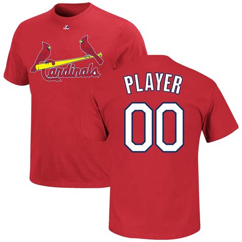 Majestic St Louis Cardinals Red Custom Roster Name And Number T Shirt
