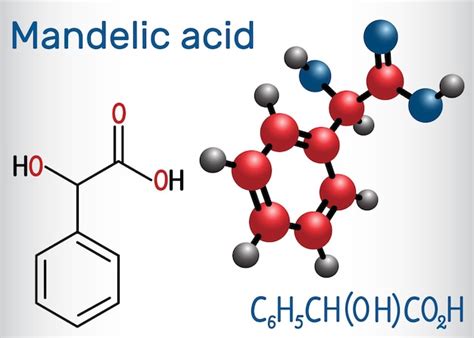 Molécula De ácido Mandélico Fórmula Química Estrutural E Modelo