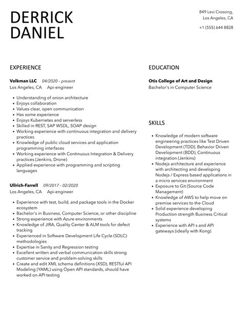 Api Engineer Resume Samples Velvet Jobs