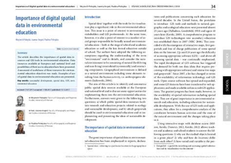 Pdf Importance Of Digital Spatial Data In Environmental Education