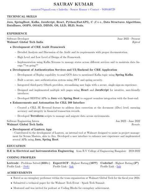 Sauravresume3rddec Pdf Databases Computer Programming