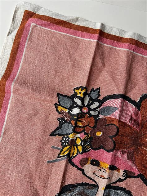 Dress Up Mid Century Vintage Chris Bash Era Linen Tea Dish Towel Mod Girl Etsy