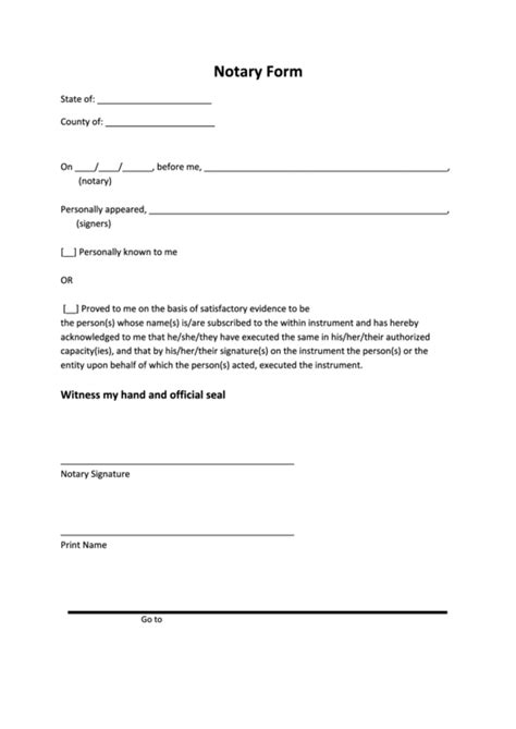 Notary Form Template Printable Pdf Download