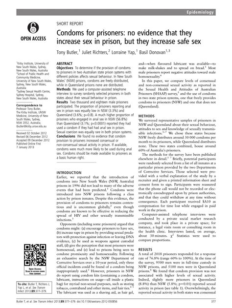 PDF Condoms For Prisoners No Evidence That They Increase Sex In Prison But They Increase