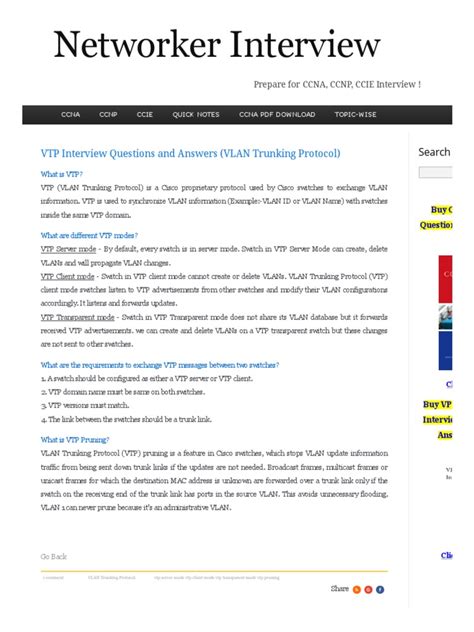 Vtp Interview Questions And Answers Vlan Trunking Protocol