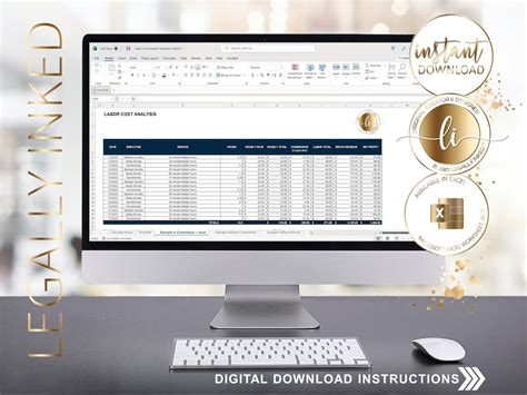 Labor Cost Analysis Excel Template Law Office Legal Business Forms Employers Human