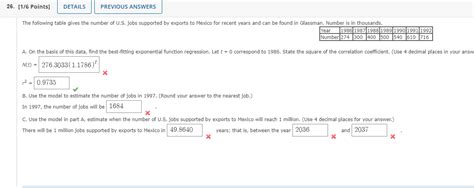 Solved The Following Table Gives The Number Of U S Jobs