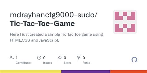 Tic Tac Toe Gamereadmemd At Main · Mdrayhanctg9000 Sudotic Tac Toe Game · Github