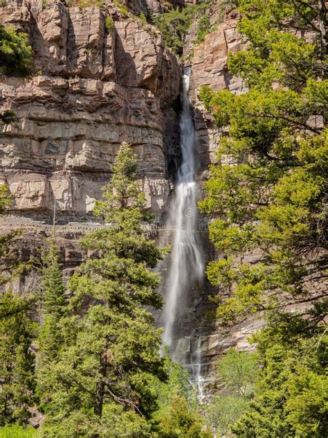 Sunny View Of The Cascade Falls Landscape In Ouray Stock Image Image