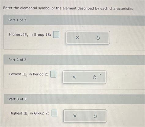 Solved Enter The Elemental Symbol Of The Element Described Chegg