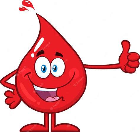 벡터 일러스트 레이 션 엄지손가락을 보여주는 적혈구 만화 캐릭터 프리미엄 벡터