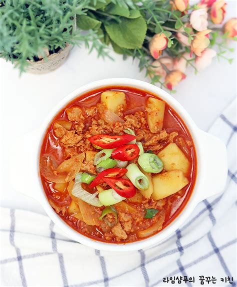 백종원 감자짜글이 찌개 스팸짜글이 감자 스팸 고추장찌개 레시피 네이버 블로그