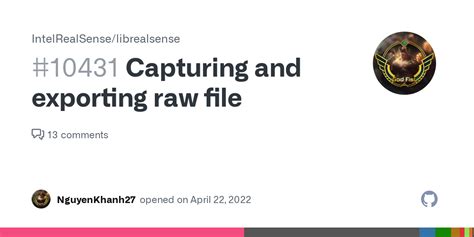 Capturing And Exporting Raw File · Issue 10431 · Intelrealsense