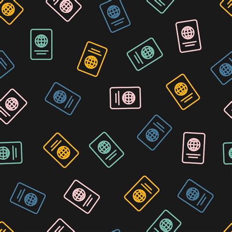 Premium Vector Seamless Pattern With Colorful Outlien Passport And