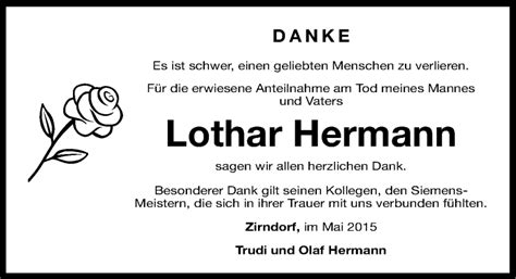 Traueranzeigen Von Lothar Hermann Trauernnde