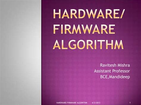 Hardware Firmware Algorithm Pptx Technology And Computing
