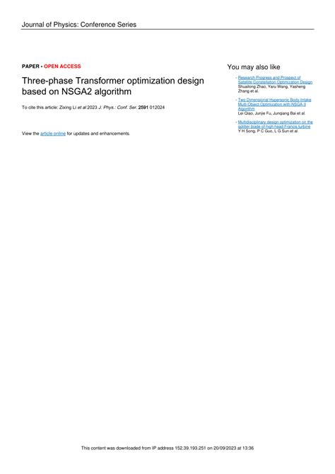 pdf three phase transformer optimization design based on nsga2 algorithm
