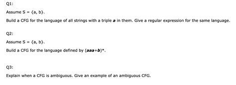 Solved Q Assume S A B Build A CFG For The Language Of Chegg Com
