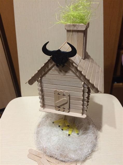 Баба яга избушка на куриных ножках из палочек для мороженого