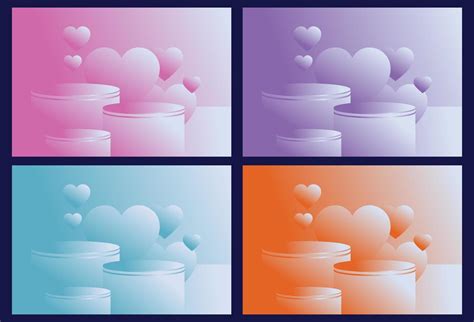 Set Of Valentines Day Background With Podium Product Display And Heart Shaped 18932798 Vector
