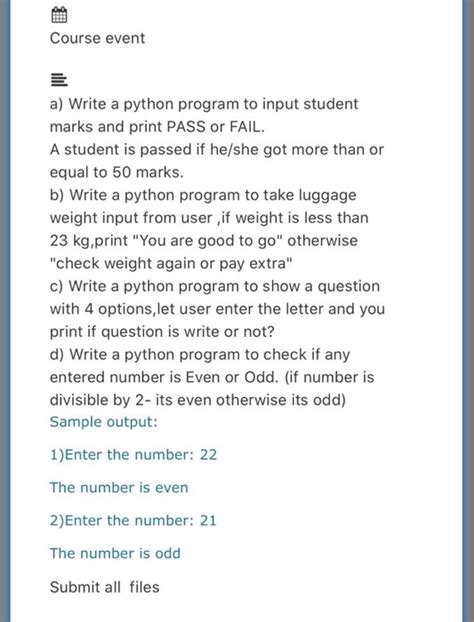 Solved Course Event A Write A Python Program To Input Chegg