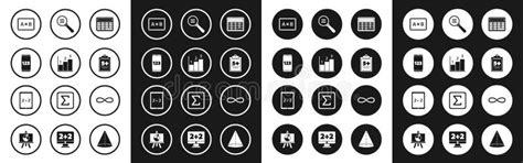 Set Calculator Graph Schedule Chart Diagram Mobile Calculator Interface Chalkboard Test