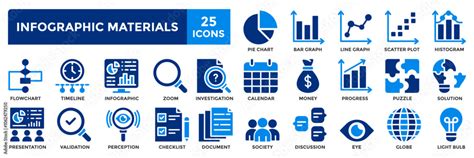 Infographic Materials Icon Collection Setcontaining Pie Chartbar