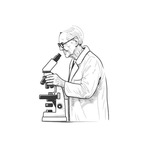 Elderly Scientist Using A Microscope For Research Premium Ai Generated Vector