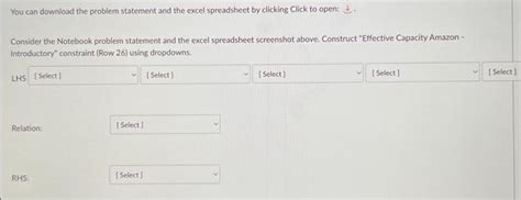 You Can Download The Problem Statement And The Excel Chegg Com