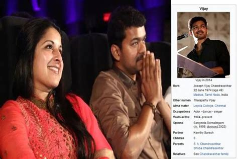 மனைவி சங்கீதாவை விவாகரத்து செய்தாரா நடிகர் விஜய் விக்கி பீடியாவால் ரசிகர்கள் அதிரச்சி தமிழ்நாடு