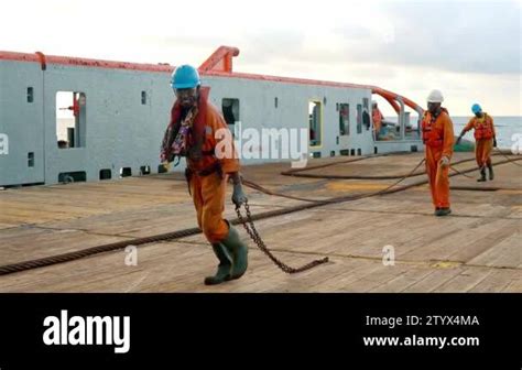 Anchor Handling Tug Supply AHTS Vessel Crew Preparing Vessel Stock Video Footage Alamy