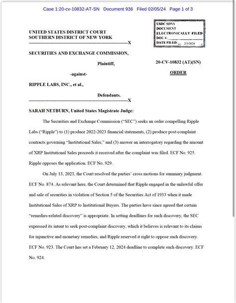События в деле Ripple против Sec — судья приняла ходатайство Sec