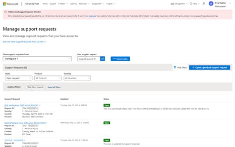 Manage Support Requests Information Microsoft Learn