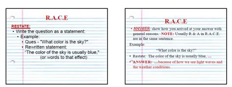 For Constructed Response Questions Use R A C E
