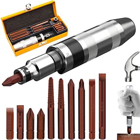 12 PCS Impact Driver S2 Alloy Steel Impact Driver Bit Set Broken Bolt Extractor Set Rust