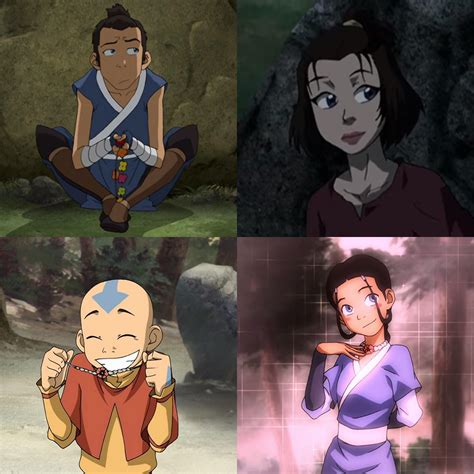 Sokka And Aang Making Suki And Katara Flower Lockets In Prep For Making