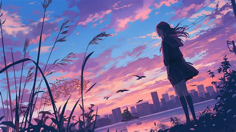 Anime Girl Sunset Wallpapers 4k Hd Anime Girl Sunset Backgrounds On