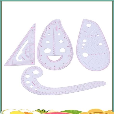 Sewing Ruler Set 4 Pcs Metric Ruler Set French Curve Pattern Grading Ruler Dressmaking