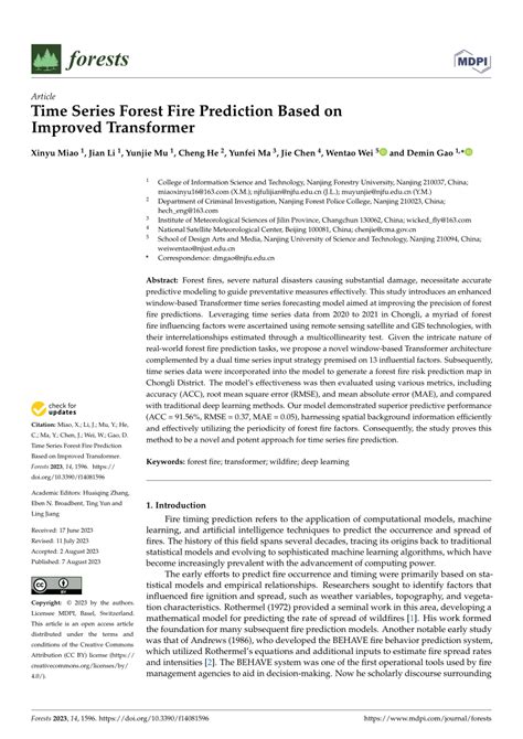 PDF Time Series Forest Fire Prediction Based On Improved Transformer